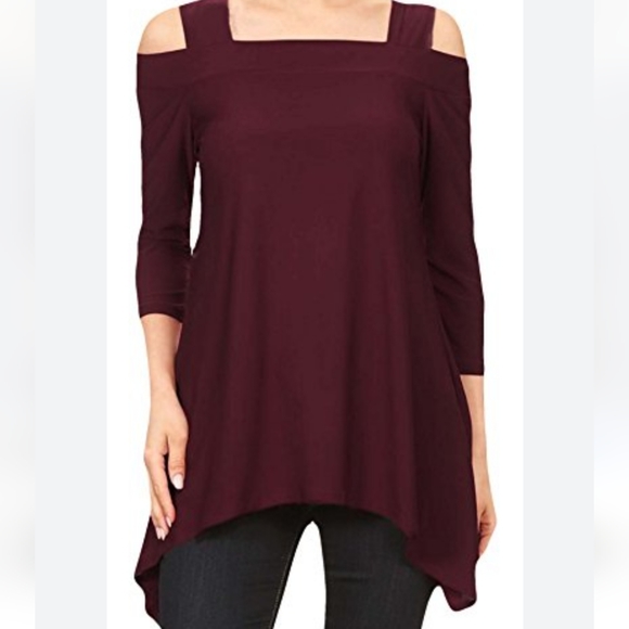 Kate & Mallory | Tops | Kate Mallory Velour Cold Shoulder Top Small ...